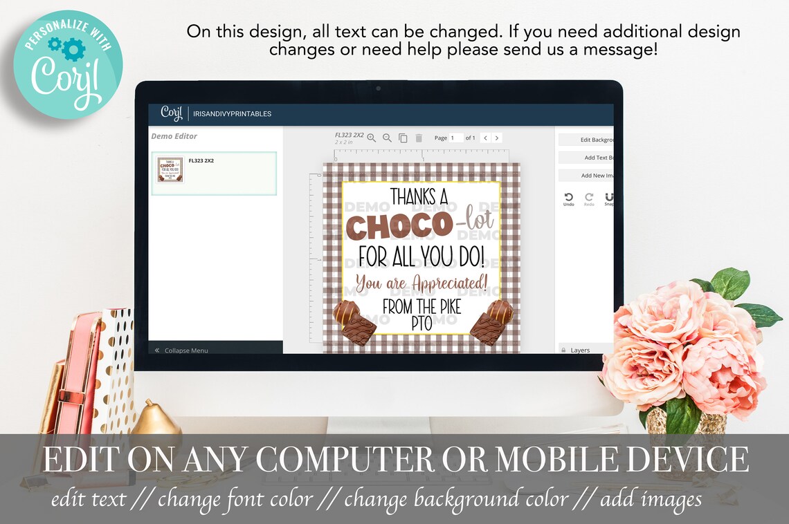 EDITABLE Thanks a Choco-lot for All You Do Gift Tags | Chocolate ...