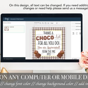 EDITABLE Thanks a Choco-lot for All You Do Gift Tags | Chocolate ...