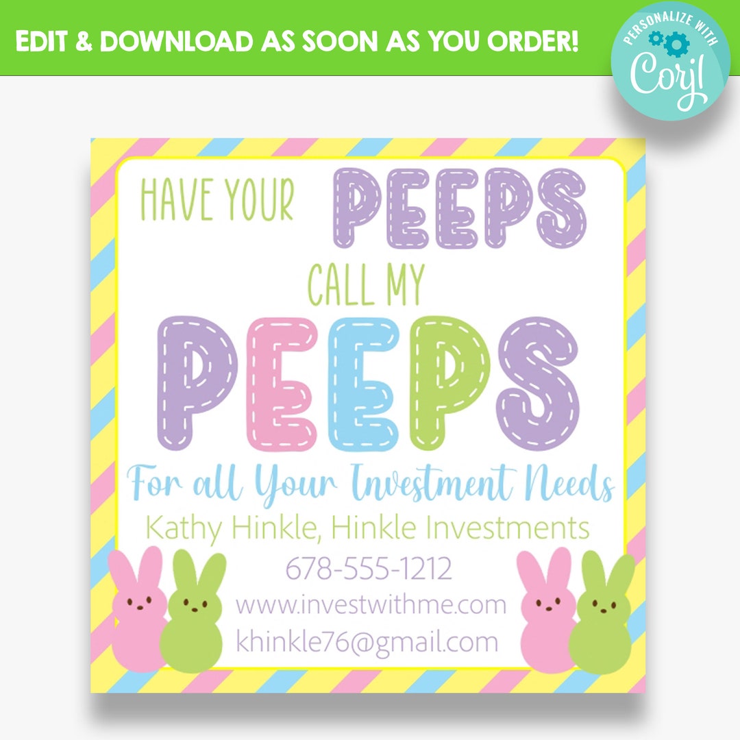EDITABLE Have Your Peeps Call My Peeps Easter Marketing Gift Tags ...