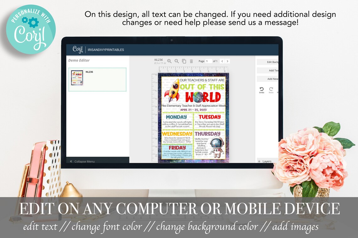 EDITABLE Space Themed Teacher Appreciation Week Itinerary | Our Teacher ...