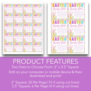 EDITABLE Easter Bunny Bait Treat Tags | Printable Easter Gift Tag ...