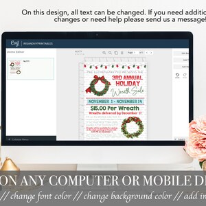 EDITABLE Holiday Wreath Fundraiser Flyer | Wreath Sale Flyer With BONUS ...