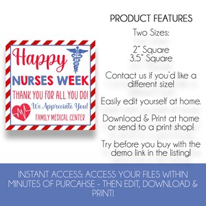 EDITABLE Happy Nurses Week Gift Tags | Nurse Appreciation Treat Tags ...