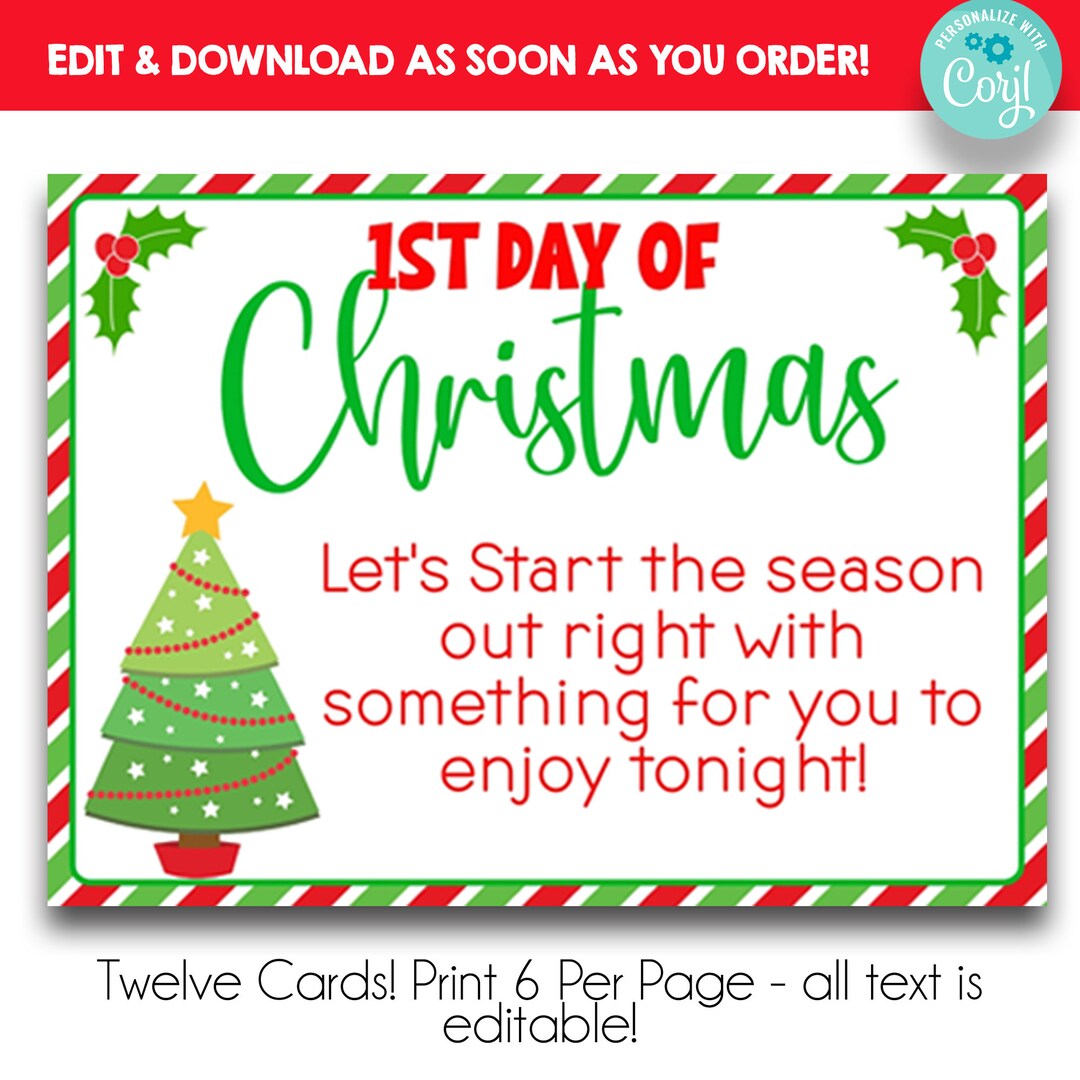 EDITABLE Twelve Days of Christmas Gift Tags | Twelve Days of Christmas ...
