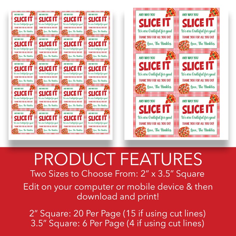 EDITABLE Any Way You Slice It We Are Grateful for You Square - Etsy