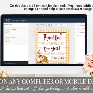 EDITABLE Burgundy Floral Thankful & Grateful for You Thanksgiving Gift ...