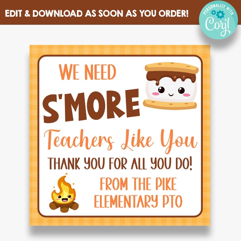 EDITABLE We Need S'more Teachers Like You Gift Tags - Etsy