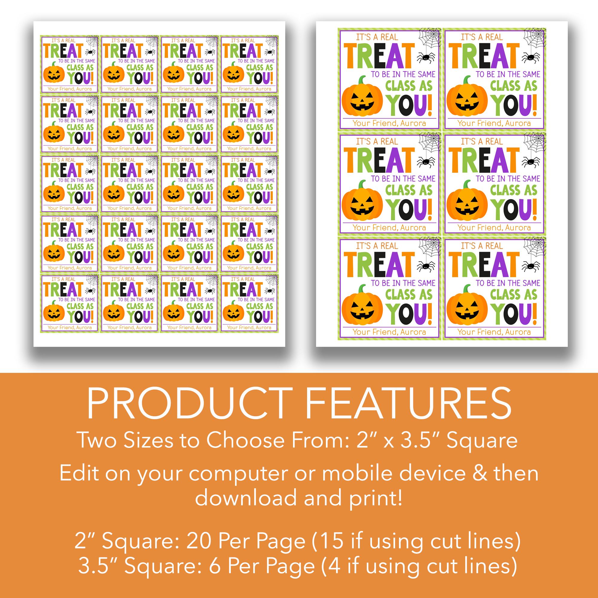 EDITABLE It's a Real Treat to Be in the Same Class as You Halloween ...