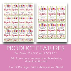 EDITABLE Spring Marketing Referral Treat Tags | Spring Flower Marketing ...
