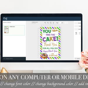 EDITABLE You Take the Cake Mardi Gras Appreciation Tags | King Cake ...