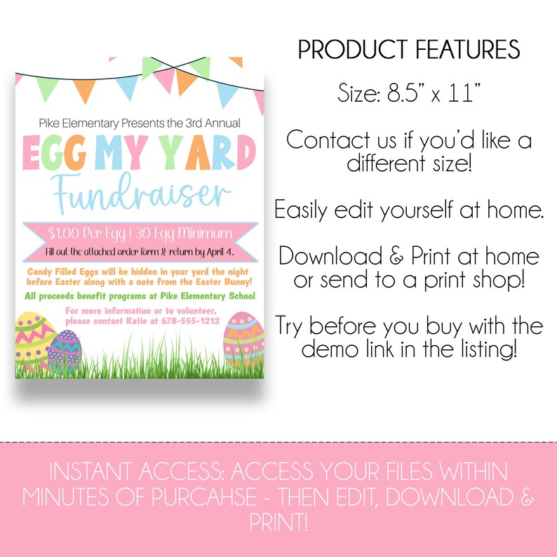 EDITABLE Egg My Yard Fundraiser Flyer With Bonus Order Form - Etsy