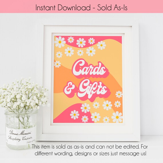 Pink & Orange Gift Table Party Sign Hippie Party Instant - Etsy
