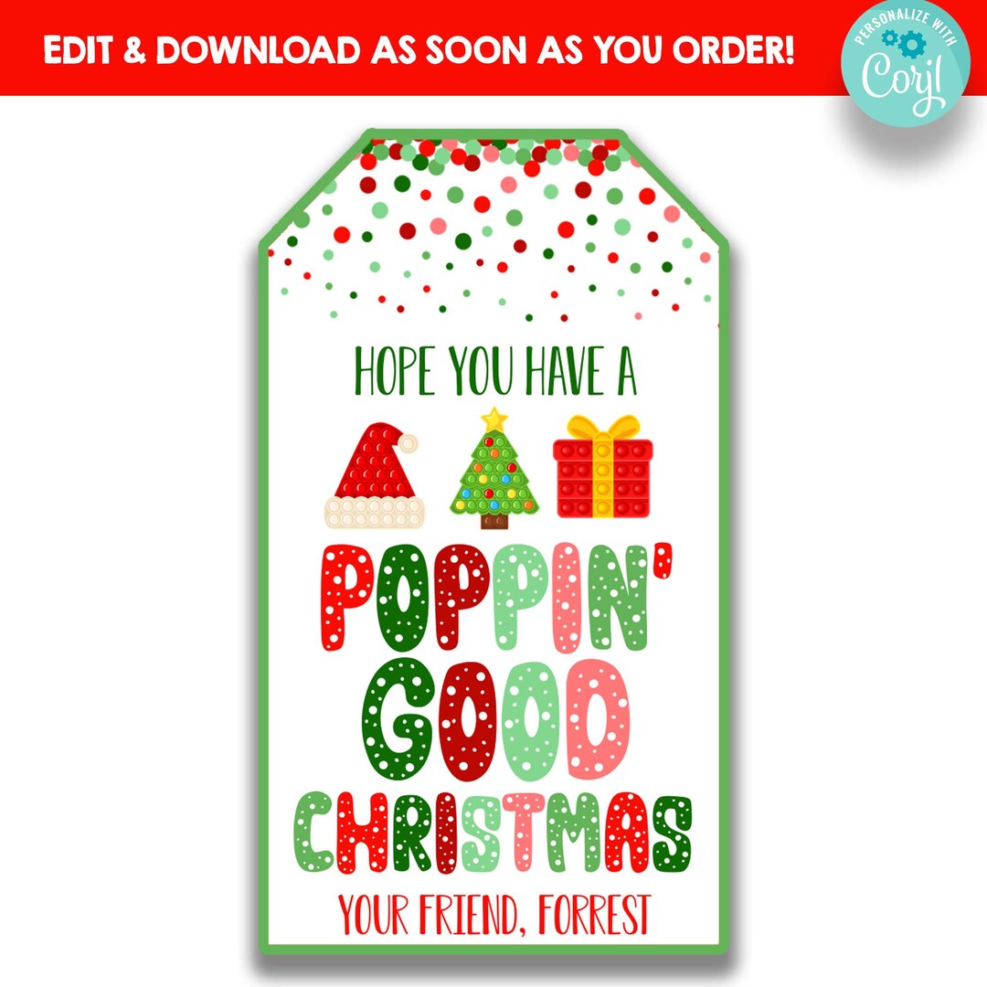 EDITABLE Poppin' Good Christmas Gift Tags | Kid's Christmas Tags | Pop ...