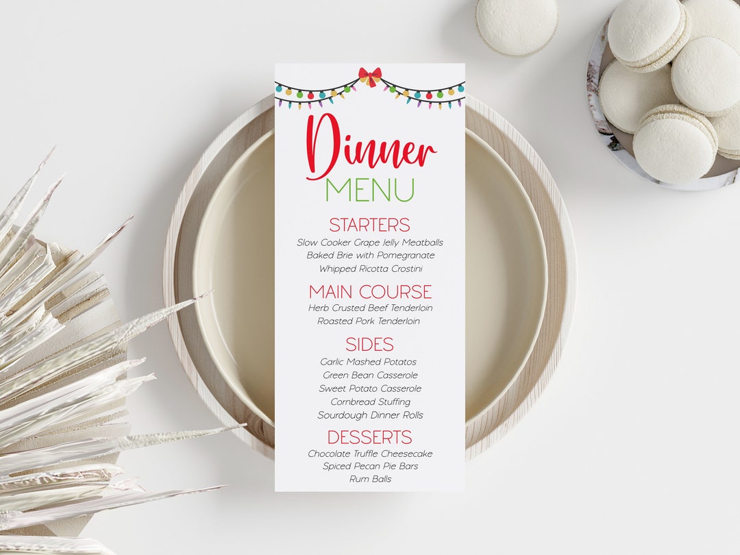 EDITABLE Christmas Party Dinner Menu | Christmas Dinner Menu ...