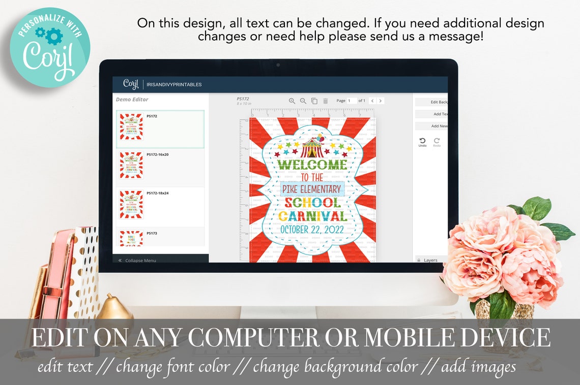 EDITABLE Carnival Welcome Sign | Carnival Party Sign | Printable ...