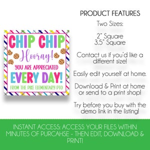 EDITABLE Chip Chip Hooray Appreciation Gift Tags | Teacher or Staff ...