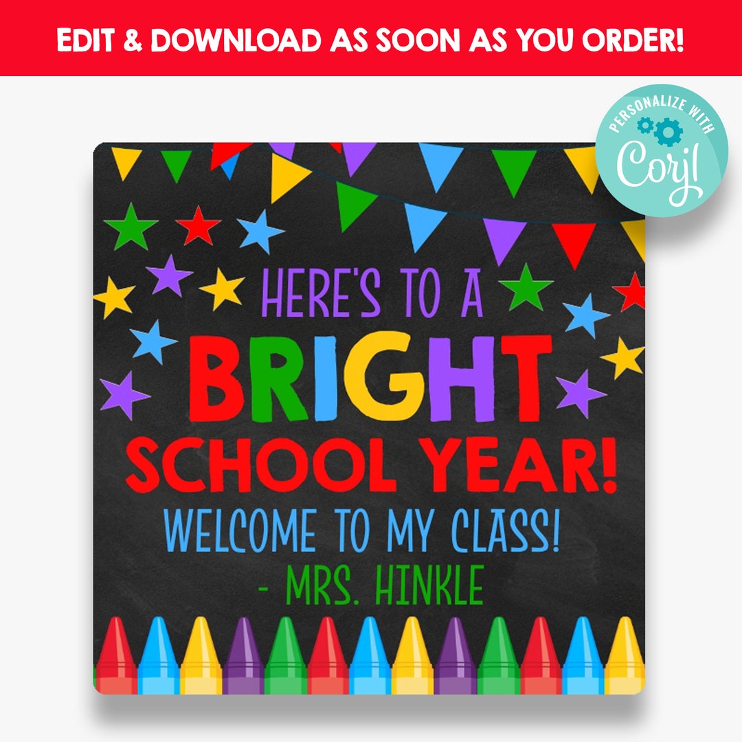 Editable Chalk Background Welcome Back to School Treat Tags | Bright ...