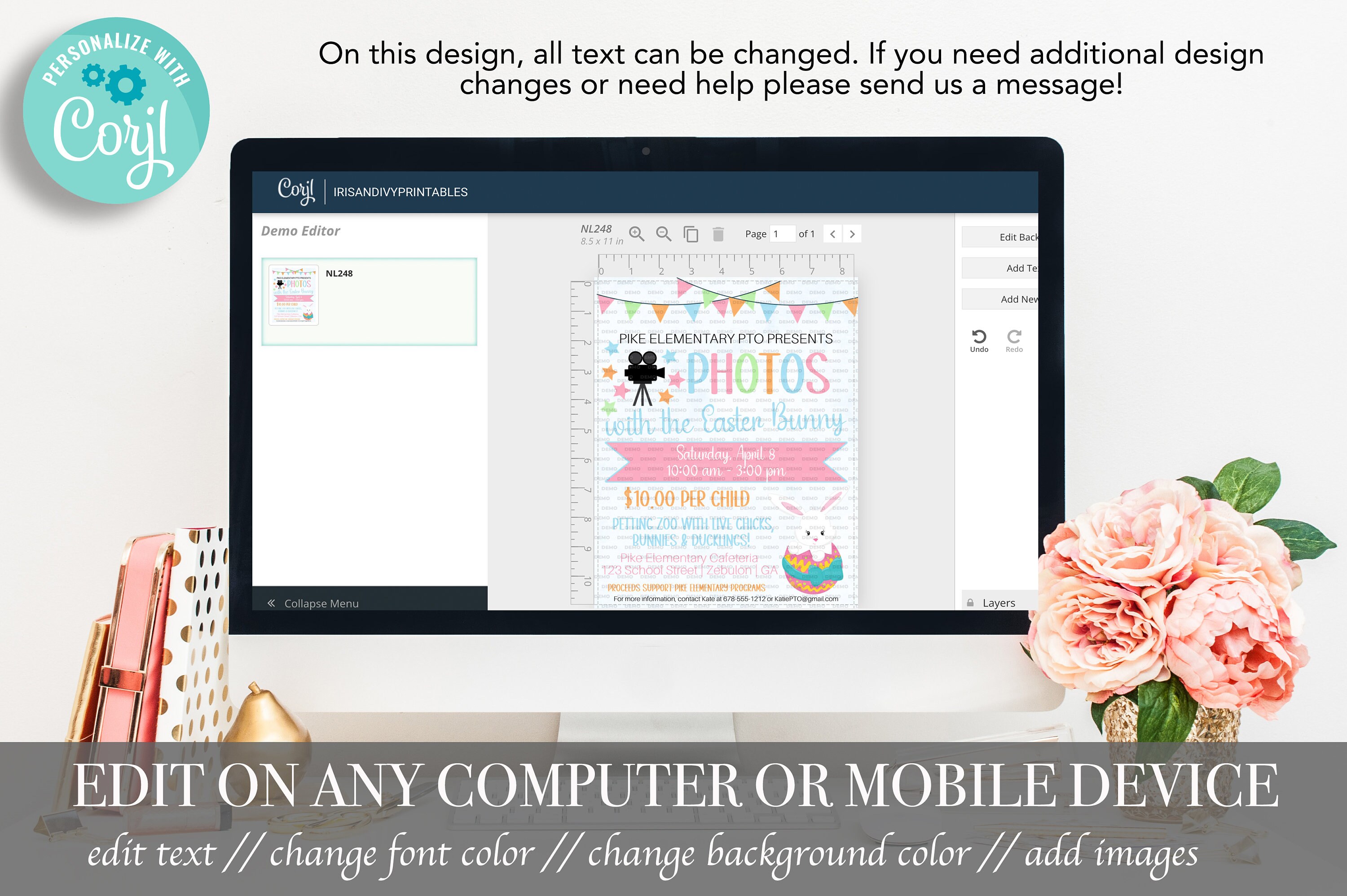 EDITABLE Photos With the Easter Bunny Flyer | Printable Easter Bunny ...