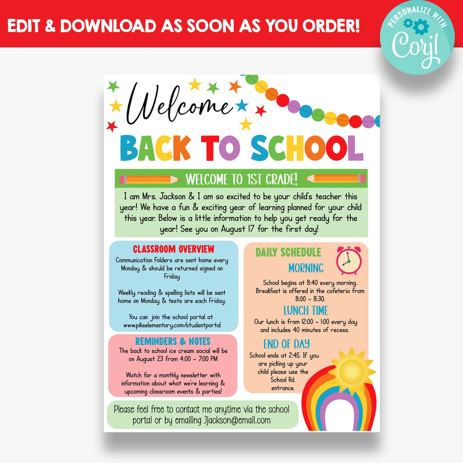 EDITABLE Back to School Classroom Information Bundle Back to - Etsy