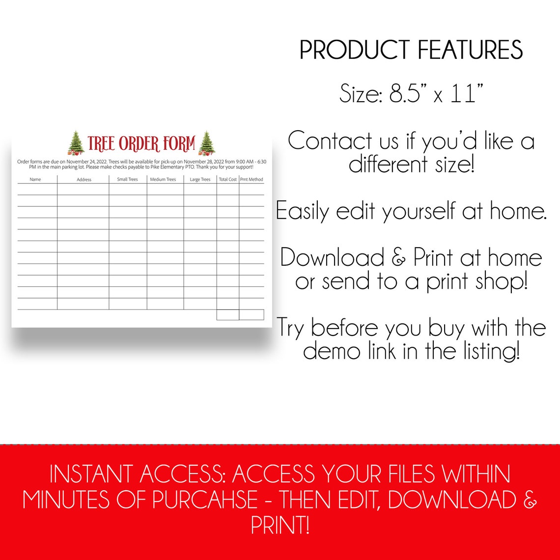 EDITABLE Christmas Tree Fundraiser Flyer | Christmas Tree Sale Flyer ...