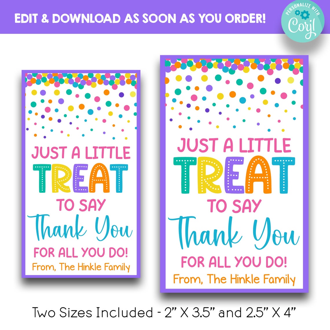 EDITABLE A Little Treat to Say Thank You for All You Do Gift Tags ...