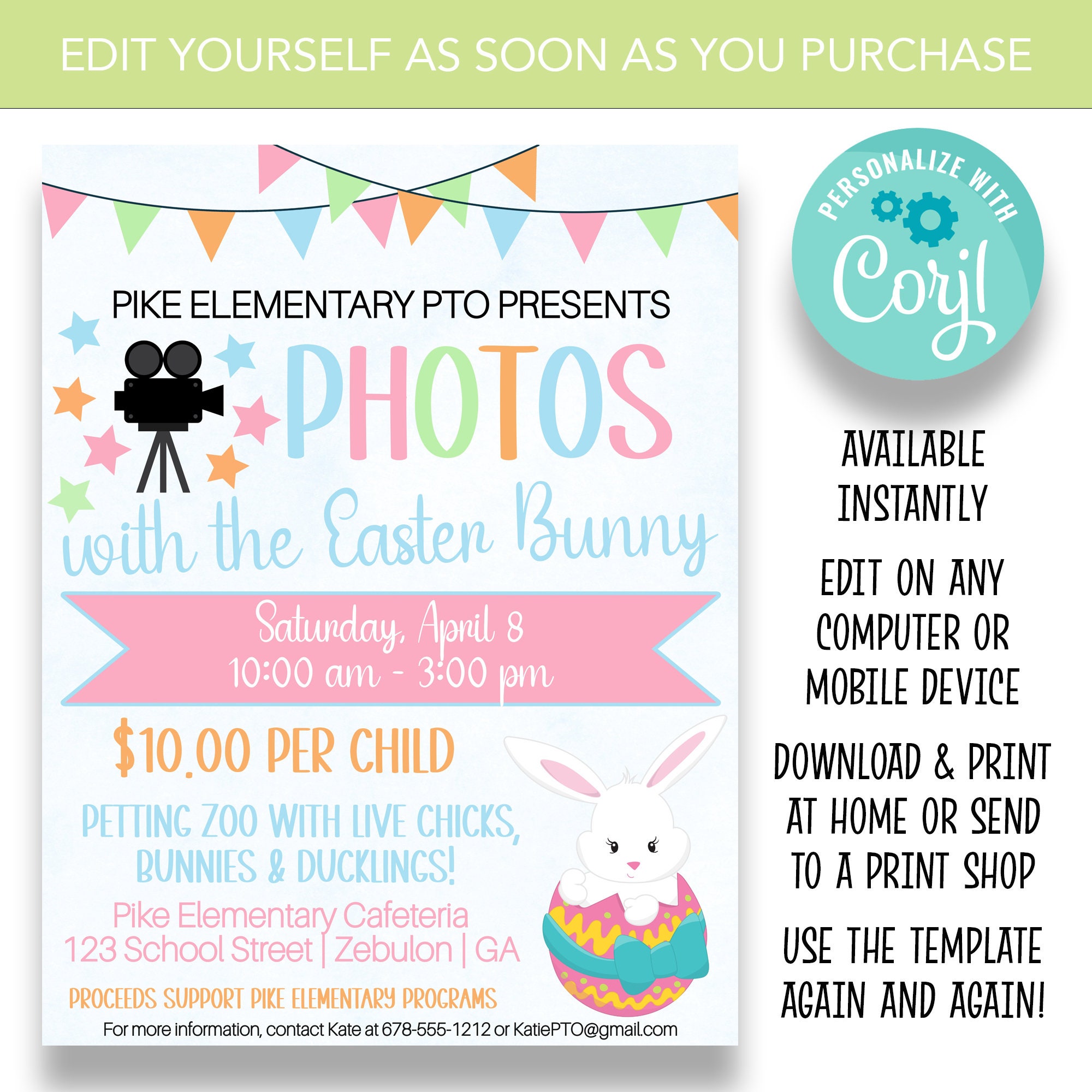 EDITABLE Photos With the Easter Bunny Flyer Printable Easter - Etsy
