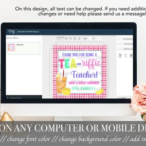 EDITABLE Thank You for Being a Tea-riffic Teacher Gift Tags | End of ...