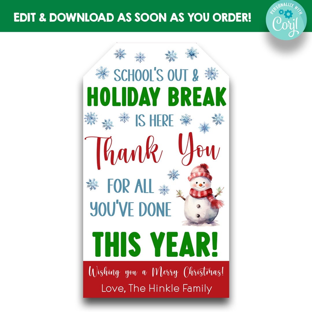 EDITABLE Christmas Teacher Appreciation Gift Tag | Snowman Christmas ...