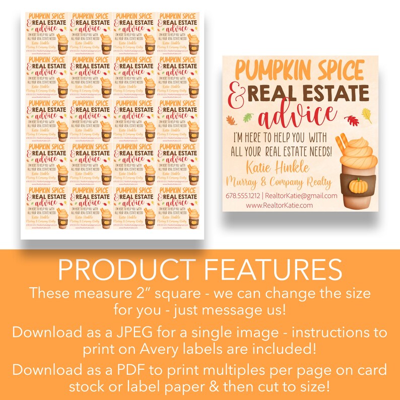 EDITABLE Pumpkin Spice & Real Estate Advice Gift Tag Fall - Etsy