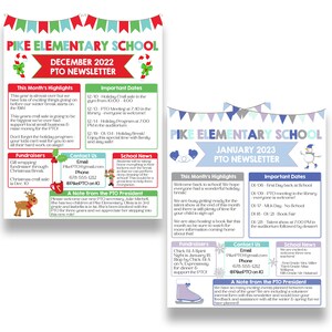EDITABLE Yearly PTO Newsletter Template Set | Monthly PTO Newsletters ...