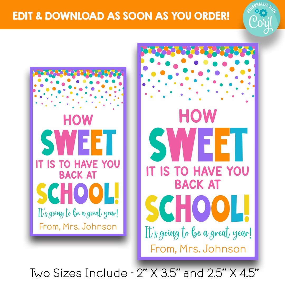 EDITABLE Back to School Treat Tags | Pastel How Sweet It is to Have You ...