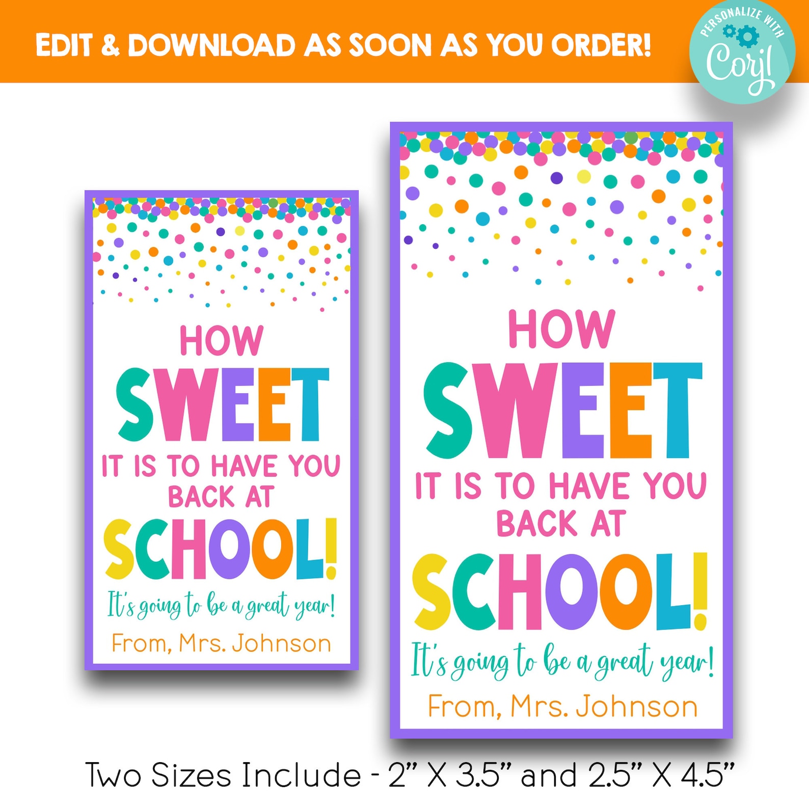 EDITABLE Back to School Treat Tags | Pastel How Sweet It is to Have You ...