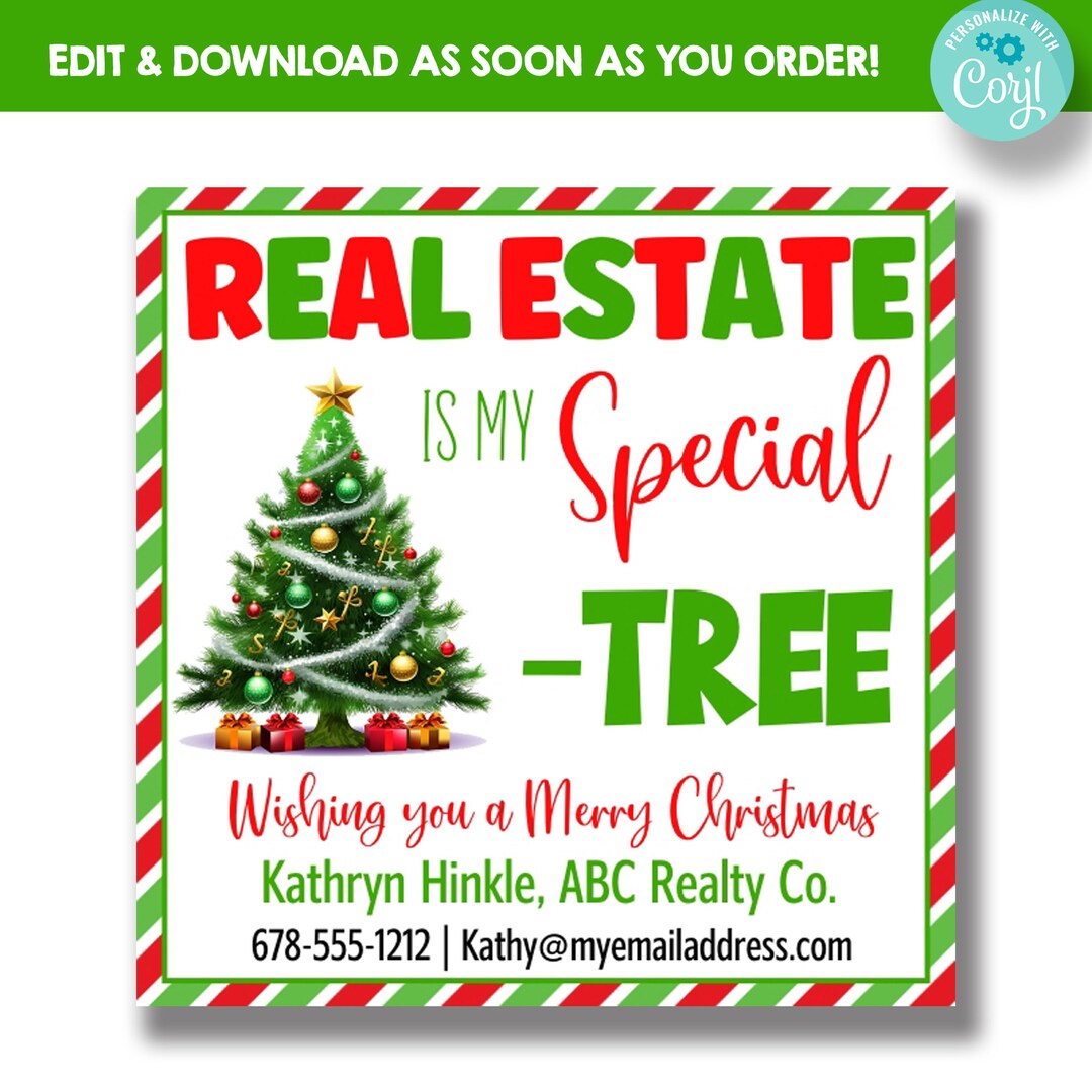EDITABLE Real Estate is My Special-tree Christmas Gift Tag | Real ...