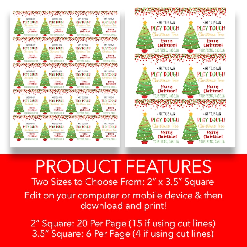 EDITABLE Make Your Own Play Dough Christmas Tree Gift Tag - Etsy