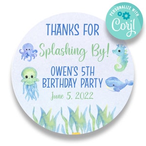 INSTANT DOWNLOAD - Editable Under the Sea Birthday Party Thank You ...