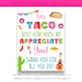 INSTANT DOWNLOAD | Taco Appreciation Lunch Sign | Let's Taco 'bout How ...