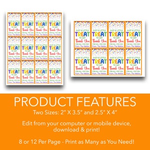 EDITABLE A Treat to Say Thank You for All You Do Rectangle Gift Tags ...