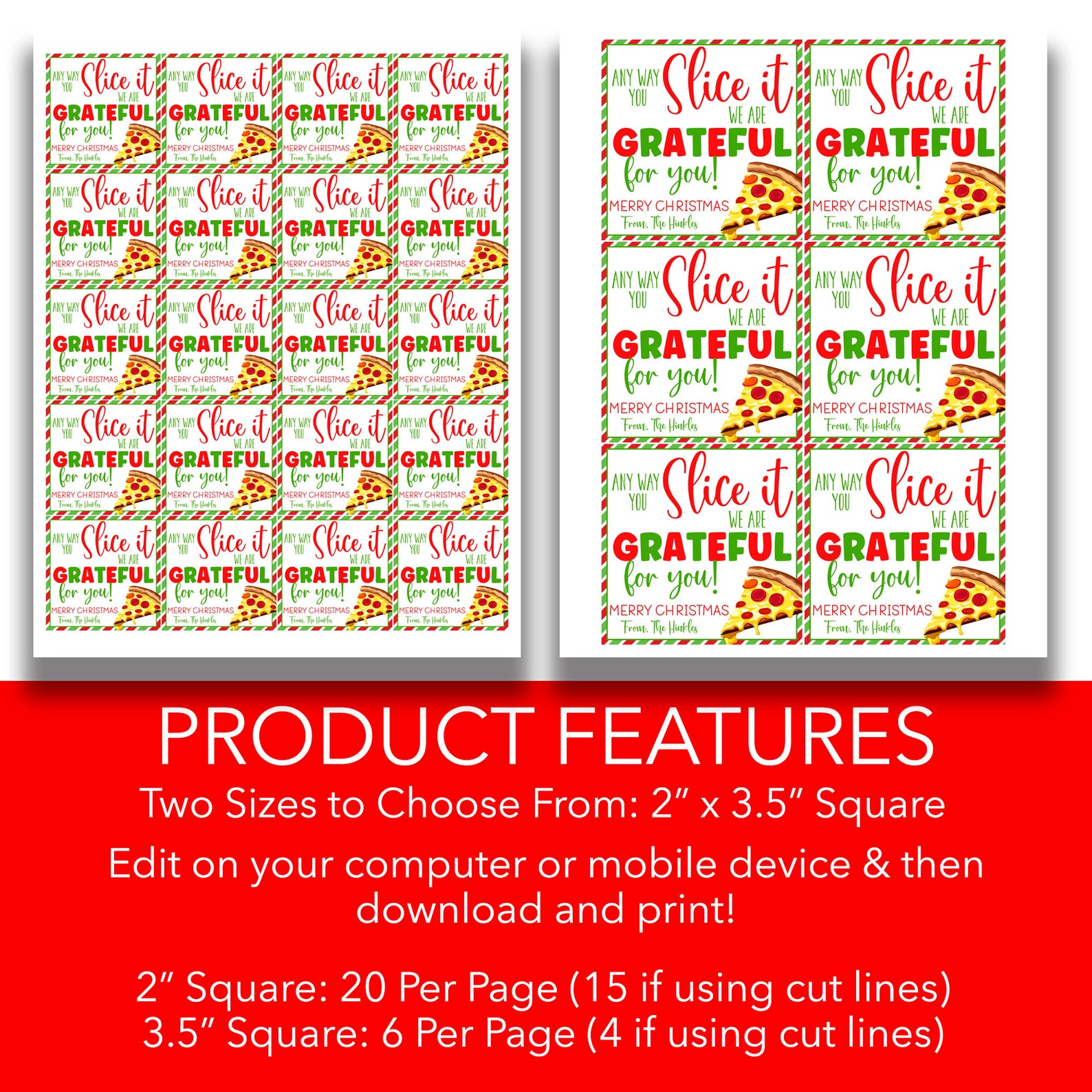 EDITABLE Pizza Gift Tags | Christmas Gift Tags | Any Way You Slice It ...