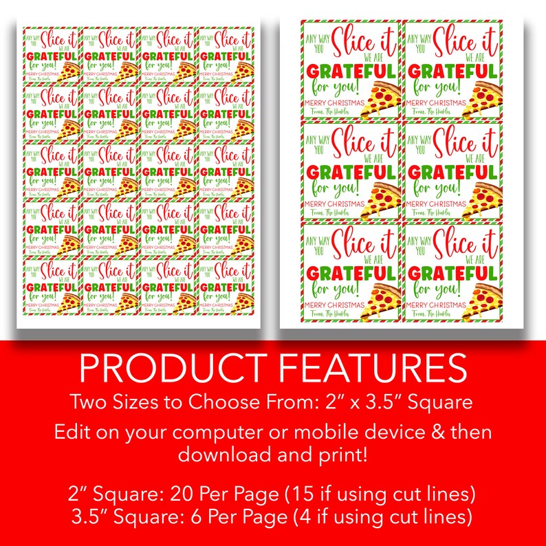 EDITABLE Pizza Gift Tags | Christmas Gift Tags | Any Way You Slice It ...