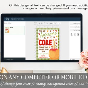 EDITABLE You Are Awesome to the Core Caramel Apple Appreciation Table ...