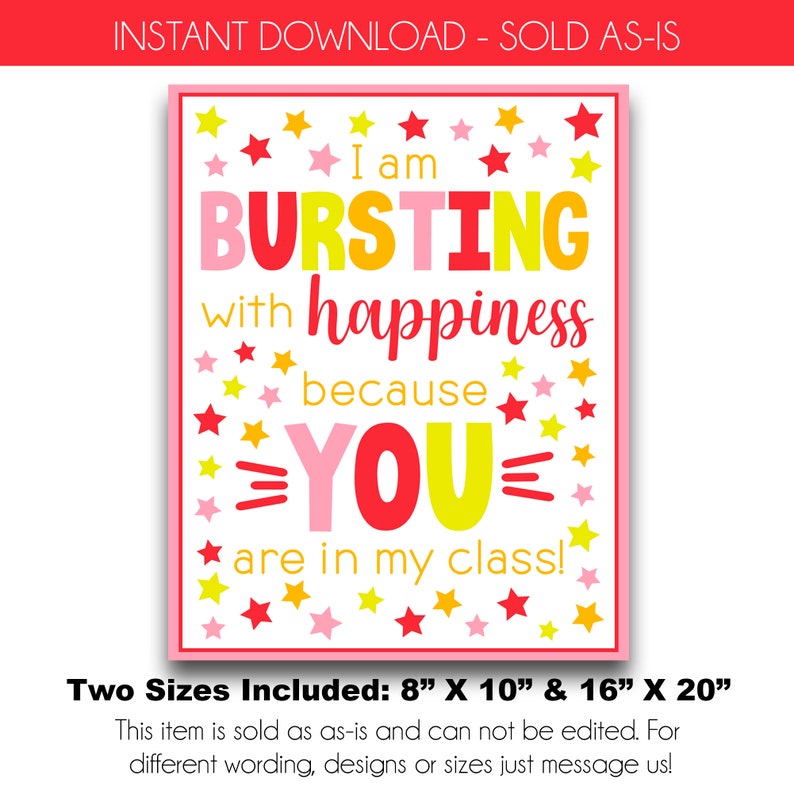 INSTANT DOWNLOAD I Am Bursting With Excitement That You Are in My Class ...