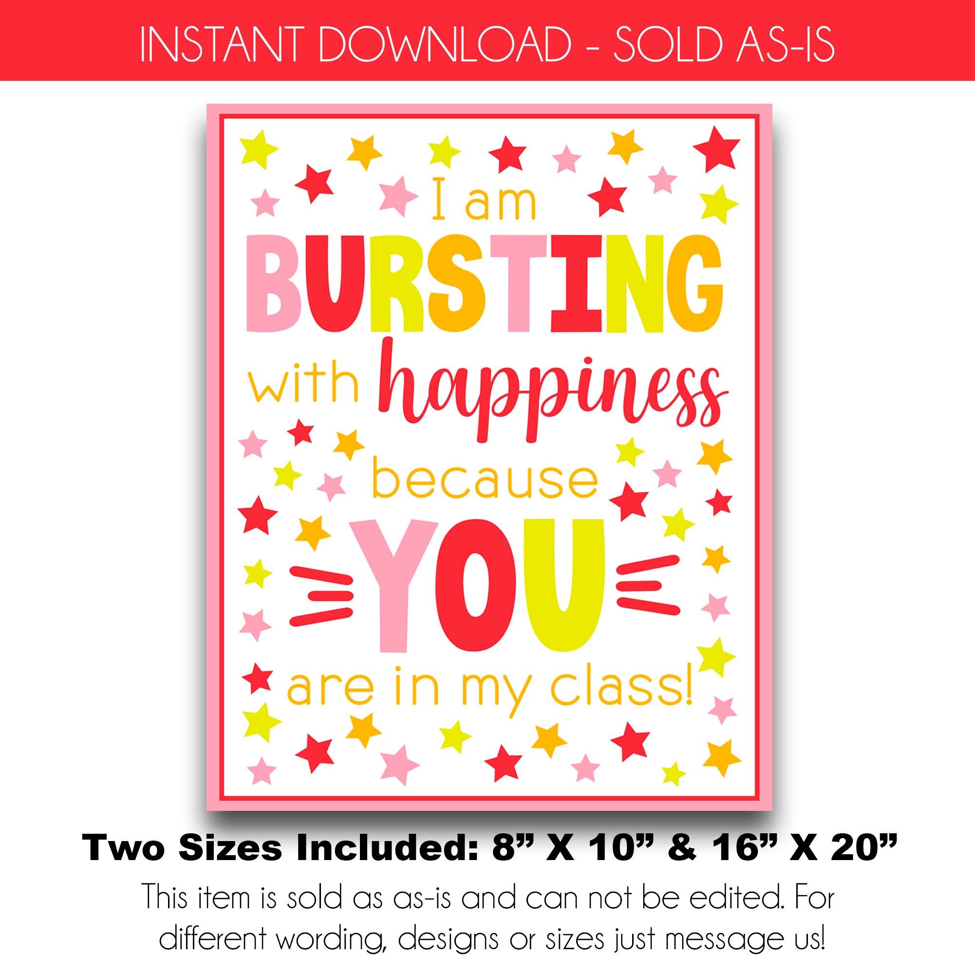INSTANT DOWNLOAD I Am Bursting With Excitement That You Are in My Class ...
