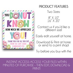 EDITABLE You Donut Know How Much We Appreciate You Sign | Donut ...