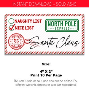 INSTANT DOWNLOAD | North Pole Christmas Shipping Labels | Santa Gift ...