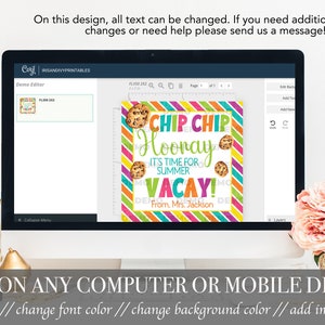 EDITABLE Chip Chip Hooray It's Time for Summer Vacay Treat Tags ...