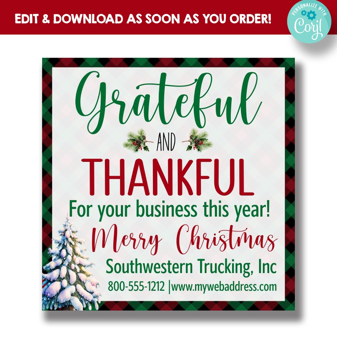 EDITABLE Grateful & Thankful for Your Business This Year Christmas Gift ...