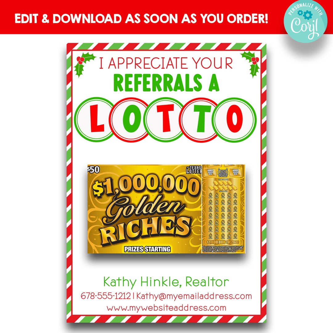 EDITABLE We Appreciate Your Referrals a Lotto Marketing Christmas Gift ...