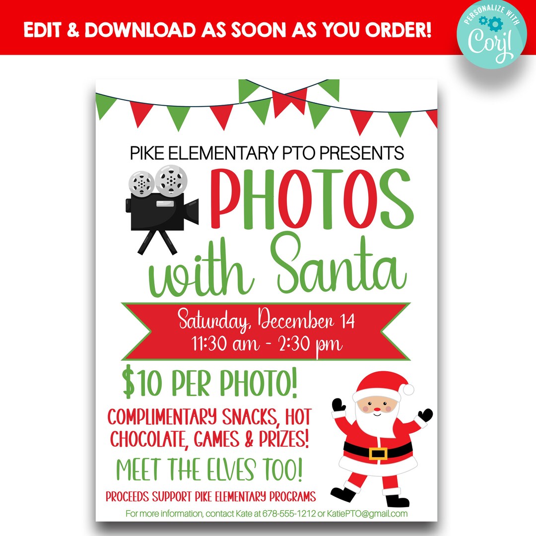 EDITABLE Photos With Santa Flyer Pictures With Santa Event Flyer ...
