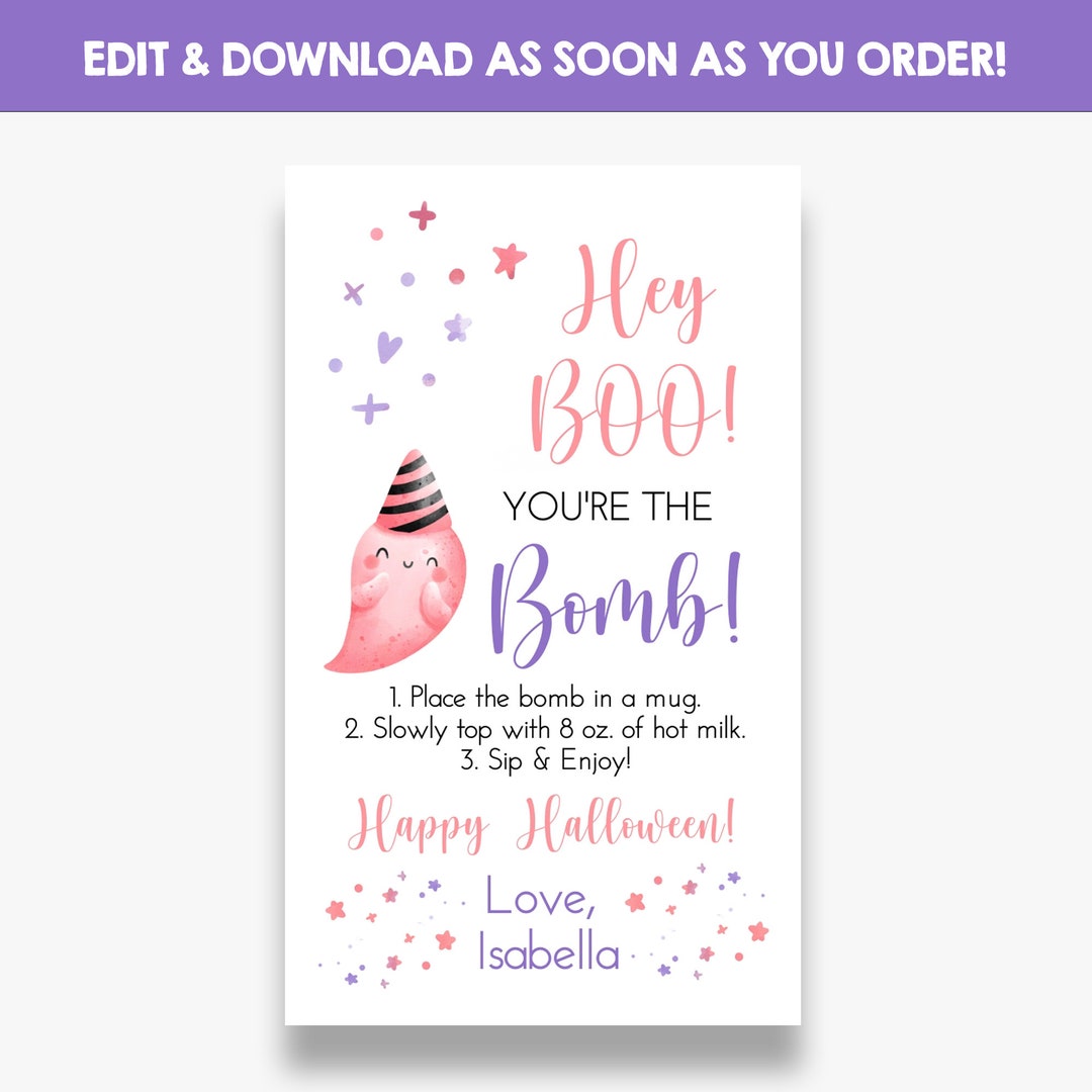 EDITABLE Halloween Hey Boo Treat Tags | Printable Halloween Chocolate ...