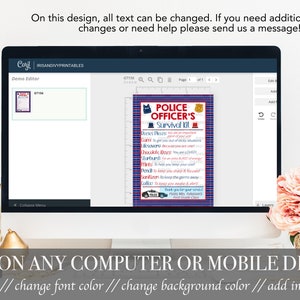 EDITABLE Police Survival Kit Tag | Police Officer Gift Idea | Police ...